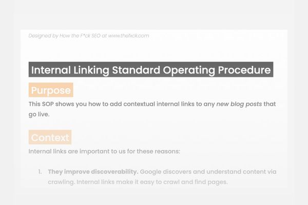 Proper Internal Linking (Standard Operating Procedure) Proper Internal Linking (Standard Operating Procedure)